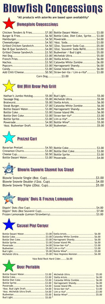 Concessions Menu